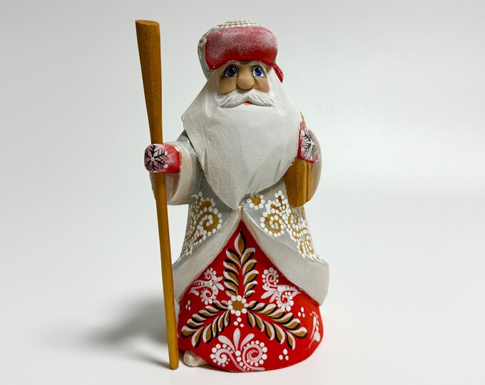 Ukrainian Santa Claus Figurine, Hand Carved Wooden Santa Figure, Wood ...