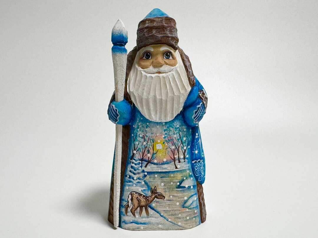 Hand Carved Wooden Santa Claus Figurine, Wood Carving Father Frost ...