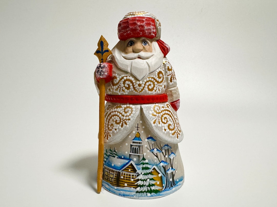Hand Carved Wooden Santa Claus Figurine, Wood Carving Father Frost ...