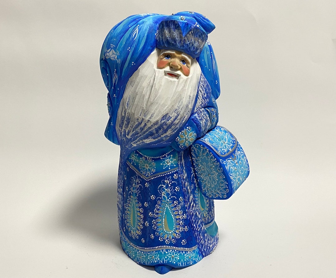 Ukrainian Santa Claus Figurine, Hand Carved Wooden Santa Figure, Wood ...