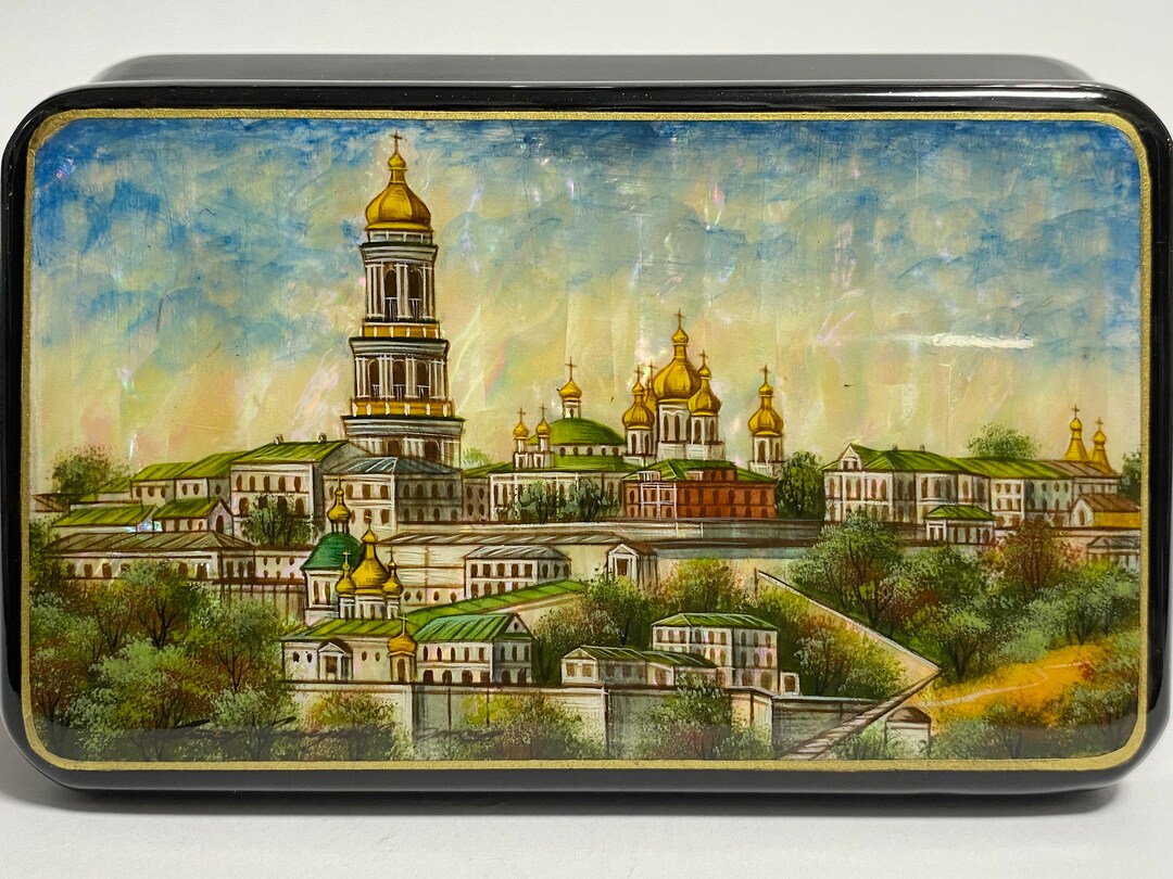 Ukrainian Wooden Lacquer Box, Mother of Pearl Box, Hand Painted Jewerly ...