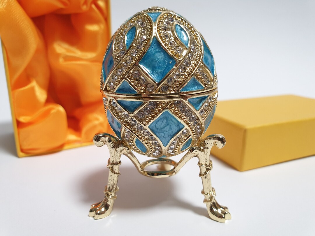 Faberge Egg Trinket Box Jewlery Box Enamel Egg With Swarovski Crystals ...