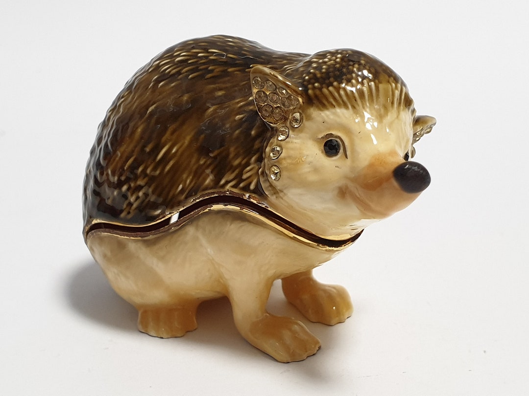 Animal Trinket Box Jewelry Box Hedgehog Figurine Keepsake Box Enamel ...