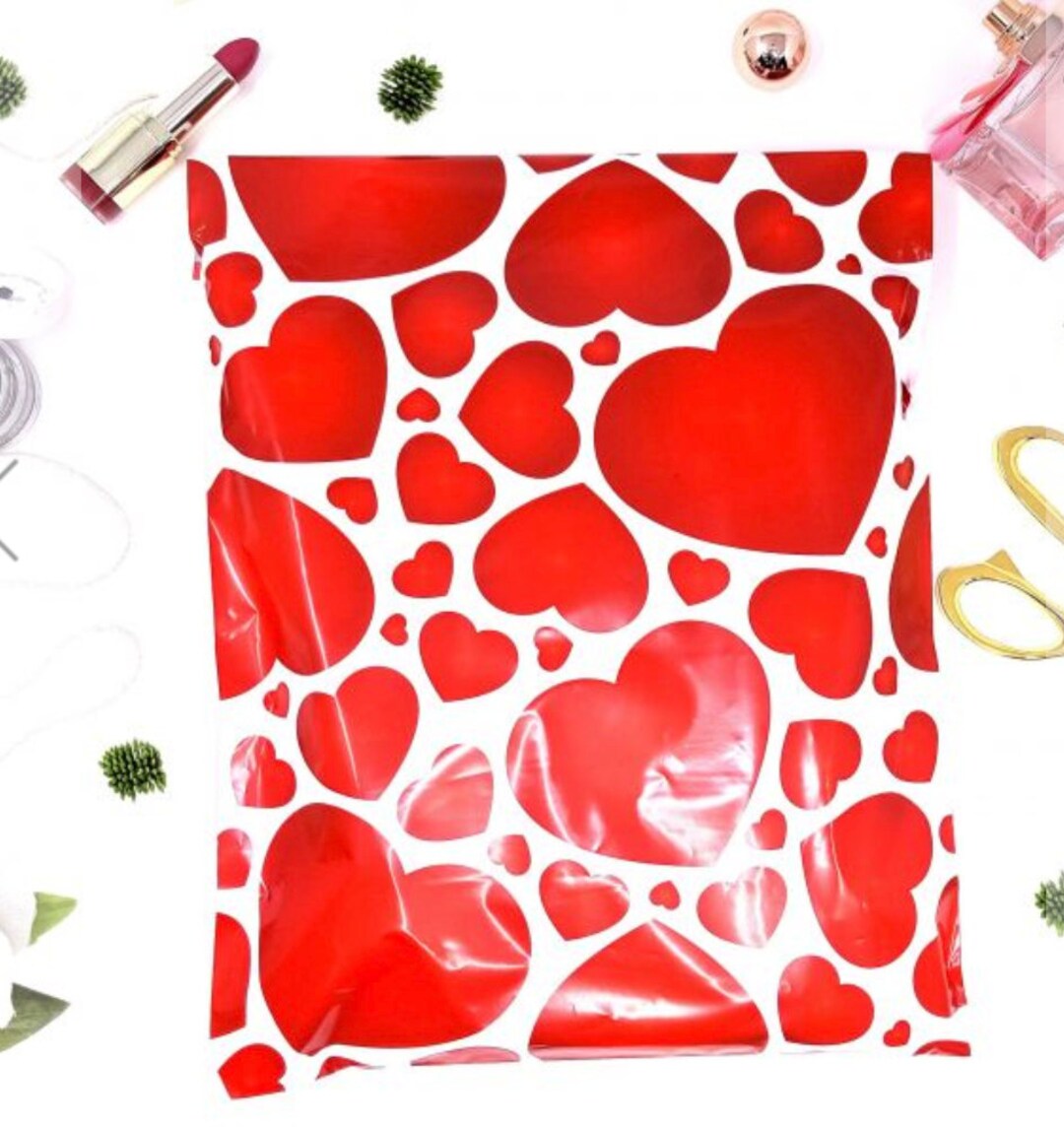 10 X 13 Red Heart Poly Mailer (pack of 10 - Etsy