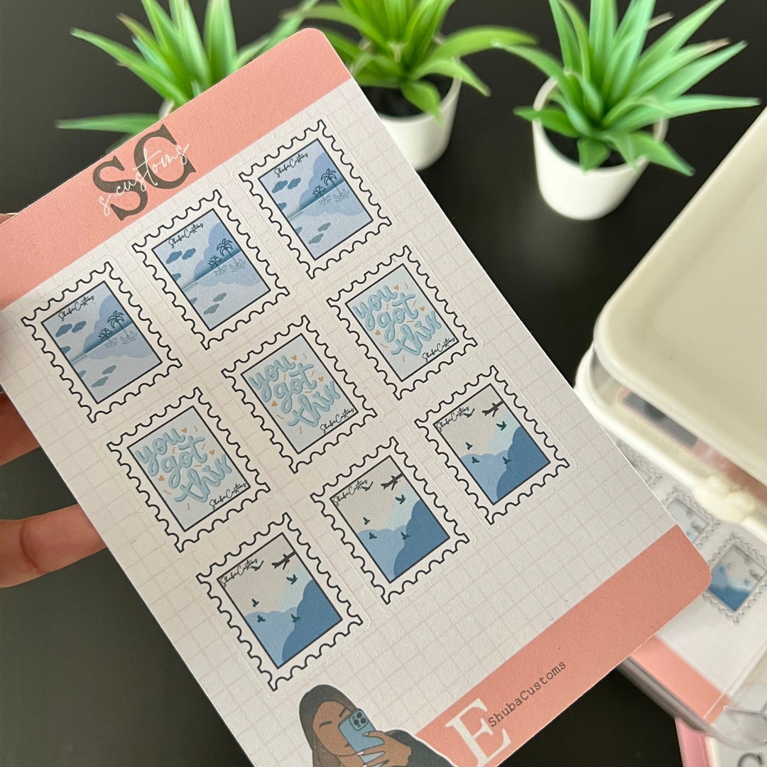 Blue Stamp Sticker Sheet Stamp Planner Stickers Journal - Etsy