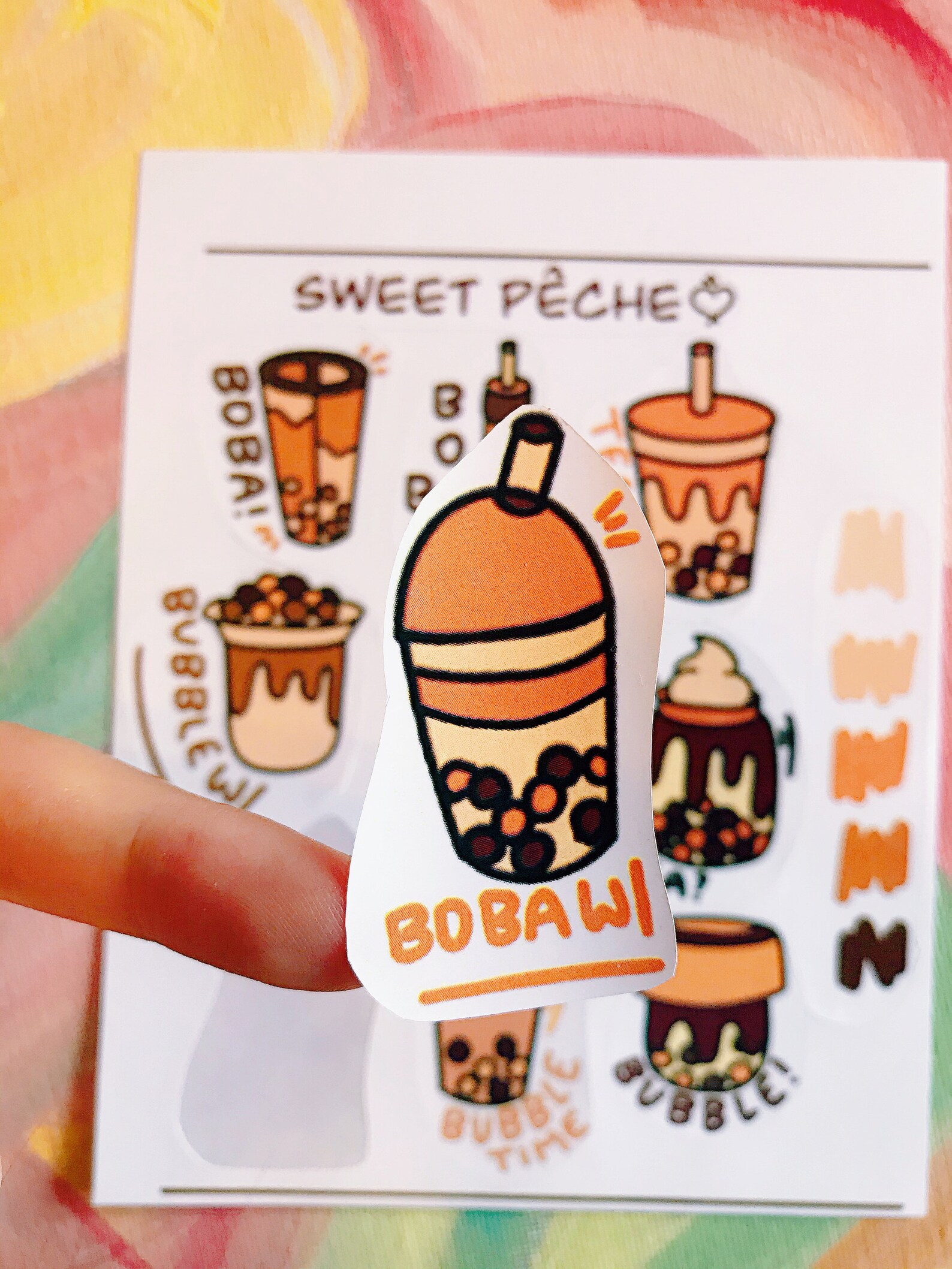 BOBA Sticker Sheet, Pink and Neutral Asian Bubble Tea Kiss-cut Bujo ...