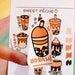 BOBA Sticker Sheet, Pink and Neutral Asian Bubble Tea Kiss-cut Bujo ...