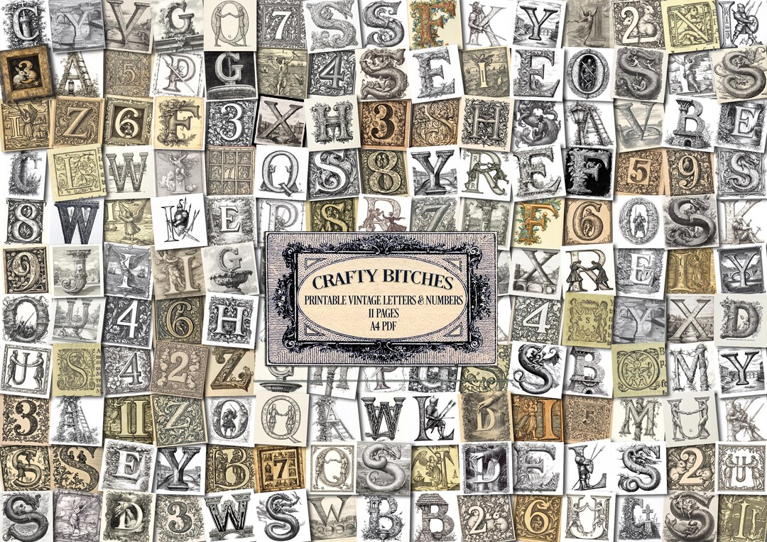 Printable Letters and Numbers for Junk Journals, Scrapbooking, Collage ...