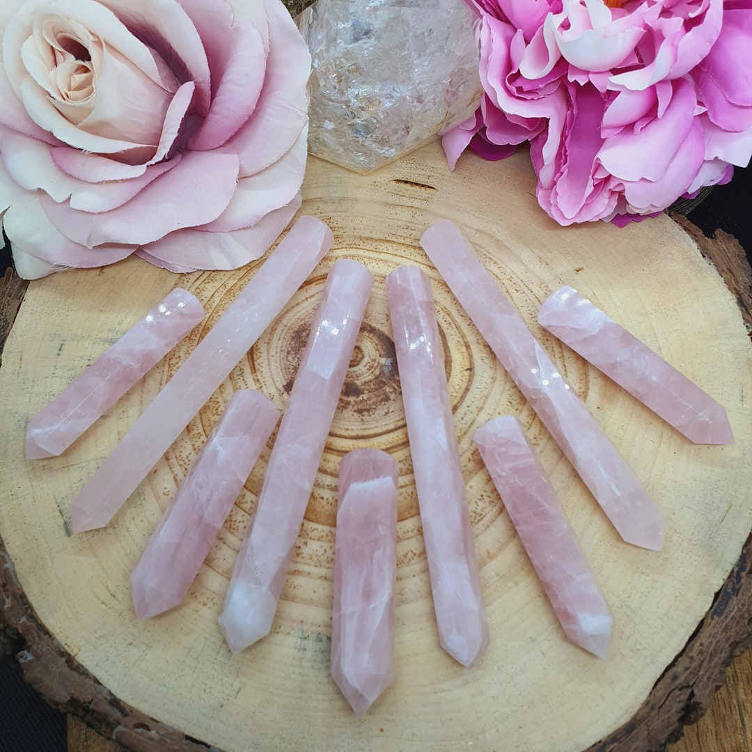 Natural Rose Quartz Crystal Wands - Etsy