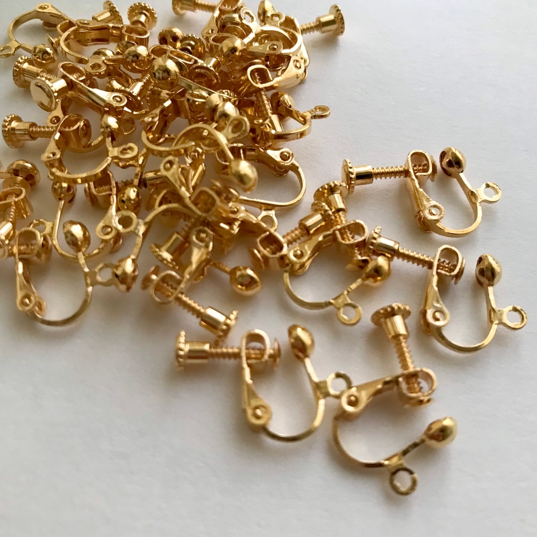 Gold Plated Clip on Earring Screw Backs, Clip on Earring Backs, Non ...