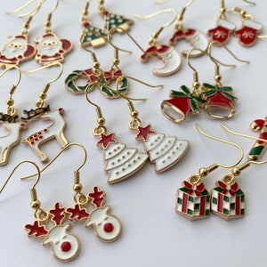 Dangle Christmas Earrings, Xmas Earrings, Stocking Fillers, Gold Dangle ...