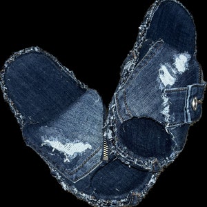 Custom Denim Blue Jean Slides, Comfy Slides, Slippers, Trendy Shoes ...