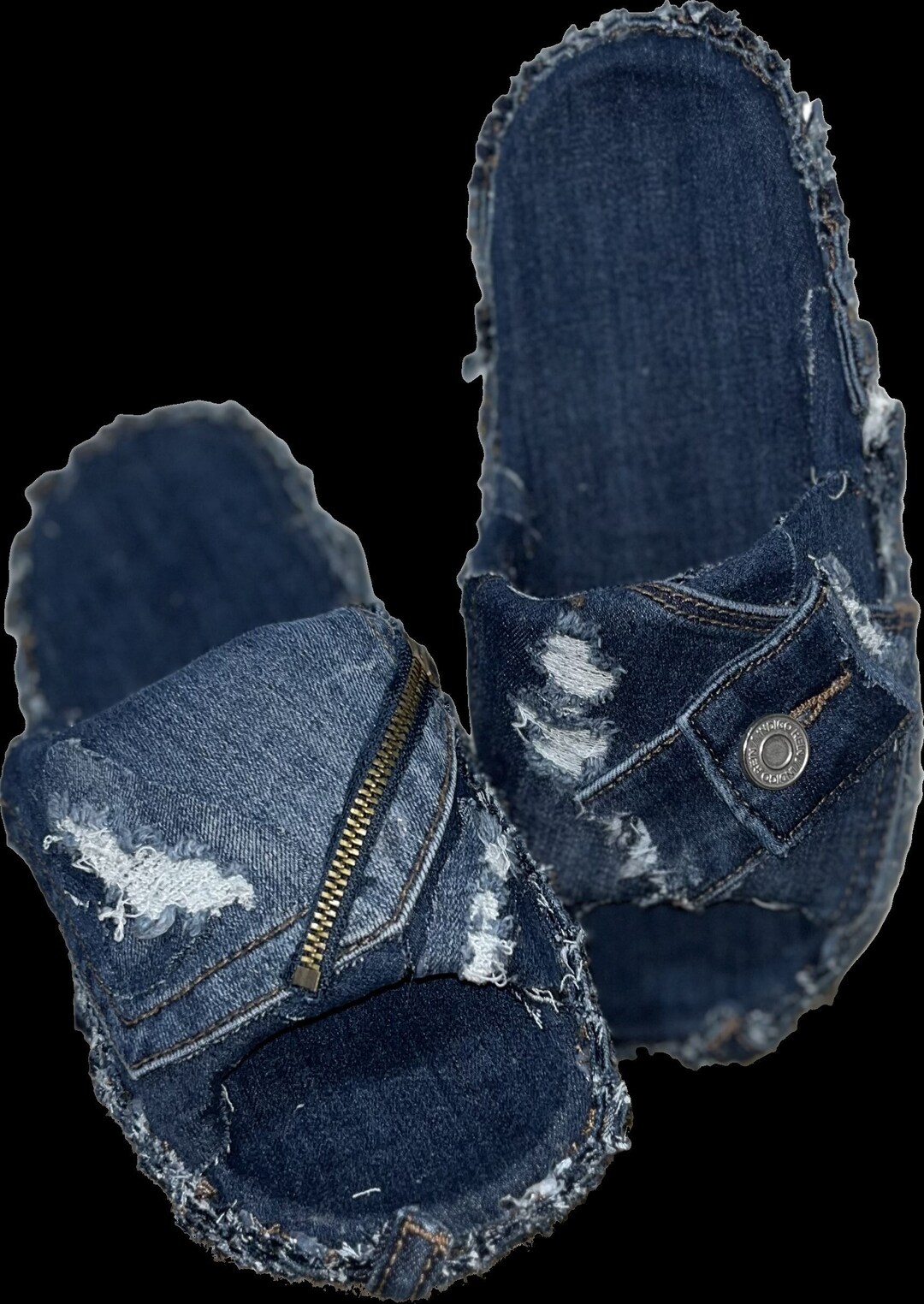 Custom Denim Blue Jean Slides, Comfy Slides, Slippers, Trendy Shoes ...