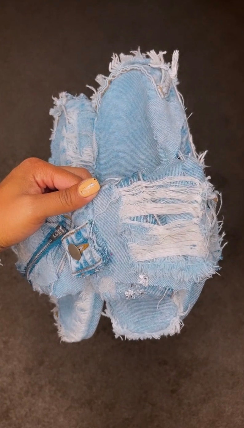 Custom Denim Blue Jean Slides, Comfy Slides, Slippers, Trendy Shoes ...