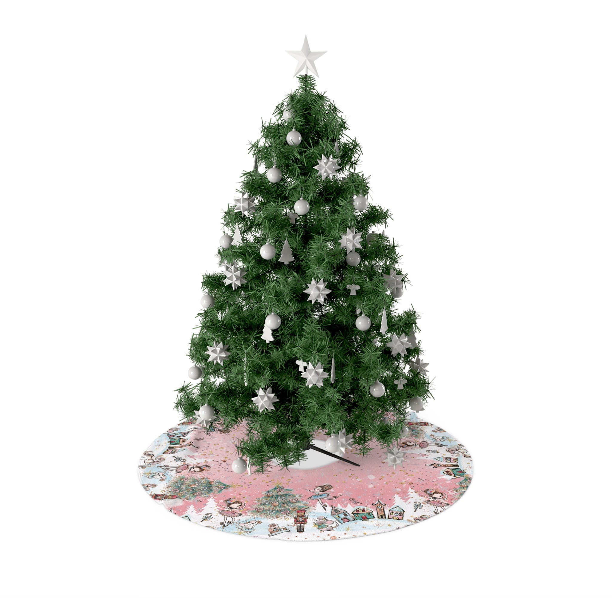 Nutcracker Ballerina Pink Christmas Skirt, Pink Christmas Cute Tree ...
