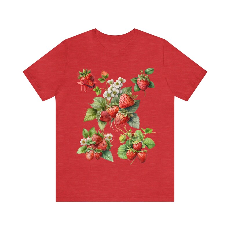 Strawberry Shirt, Fruit Botanical Shirt, Cute Strawberries, Comfort ...
