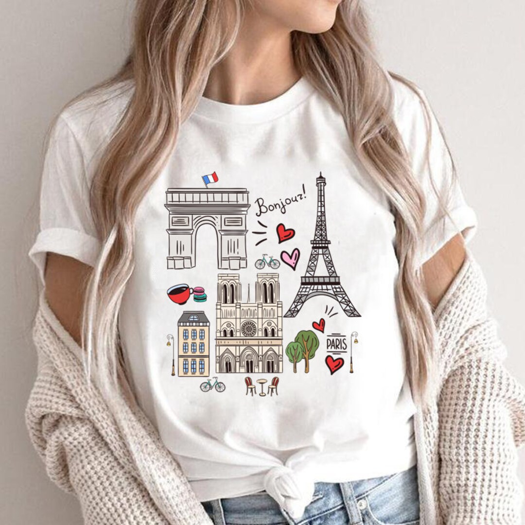 Paris Tshirt, Travel T-shirt, Eiffel Tower Tshirt, Women Paris Shirt ...