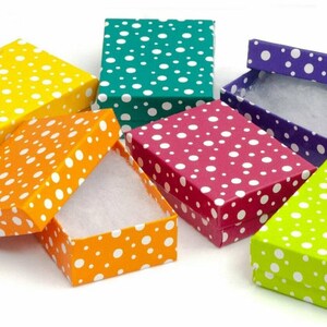 Lot of 12 24 50 Polka Dot Multi Color Cotton Filled Jewelry Packaging ...