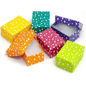 Lot of 12 24 50 Polka Dot Multi Color Cotton Filled Jewelry Packaging ...