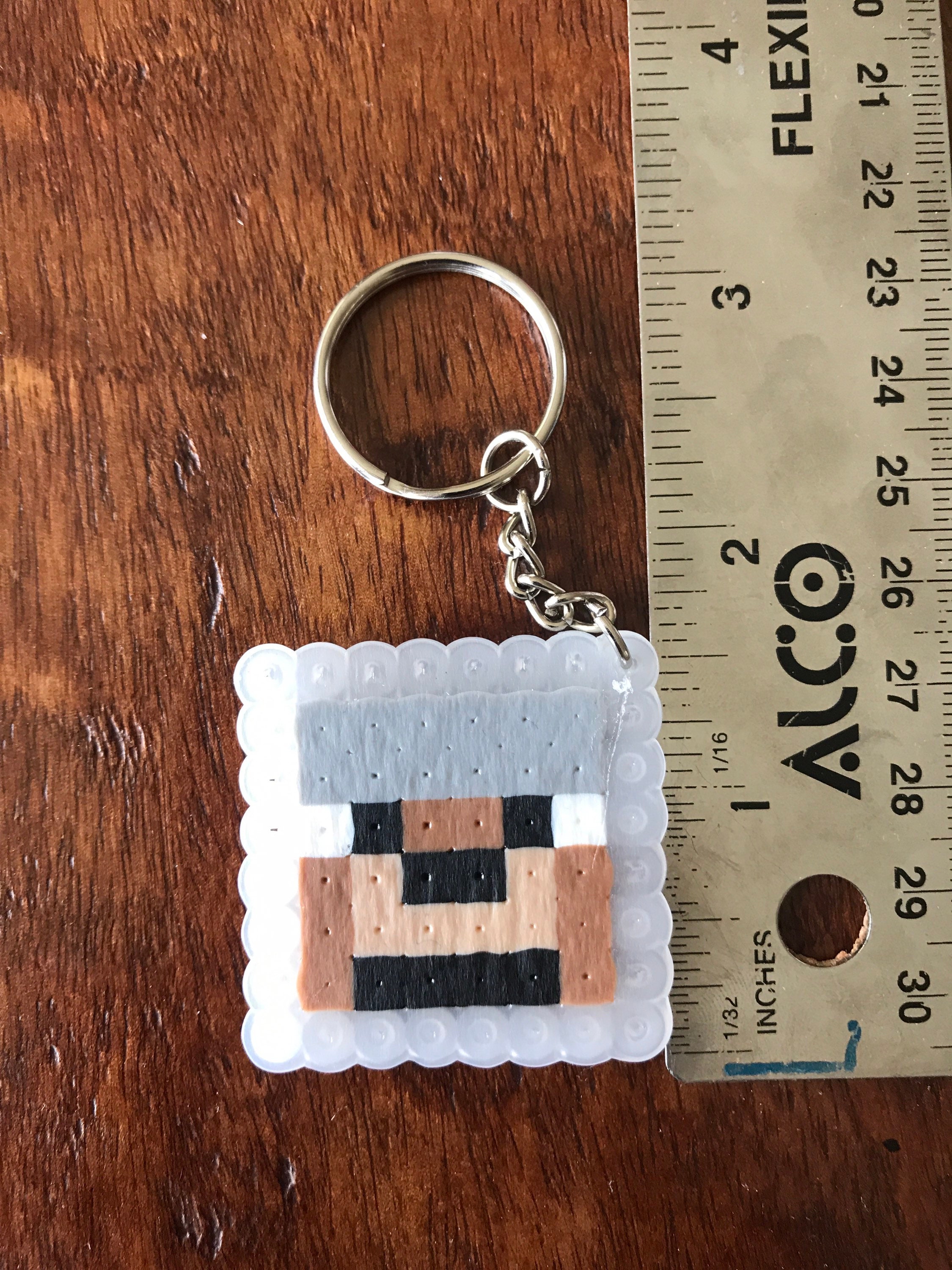 Minecraft Themed Wolf Perler Bead Keychain Etsy