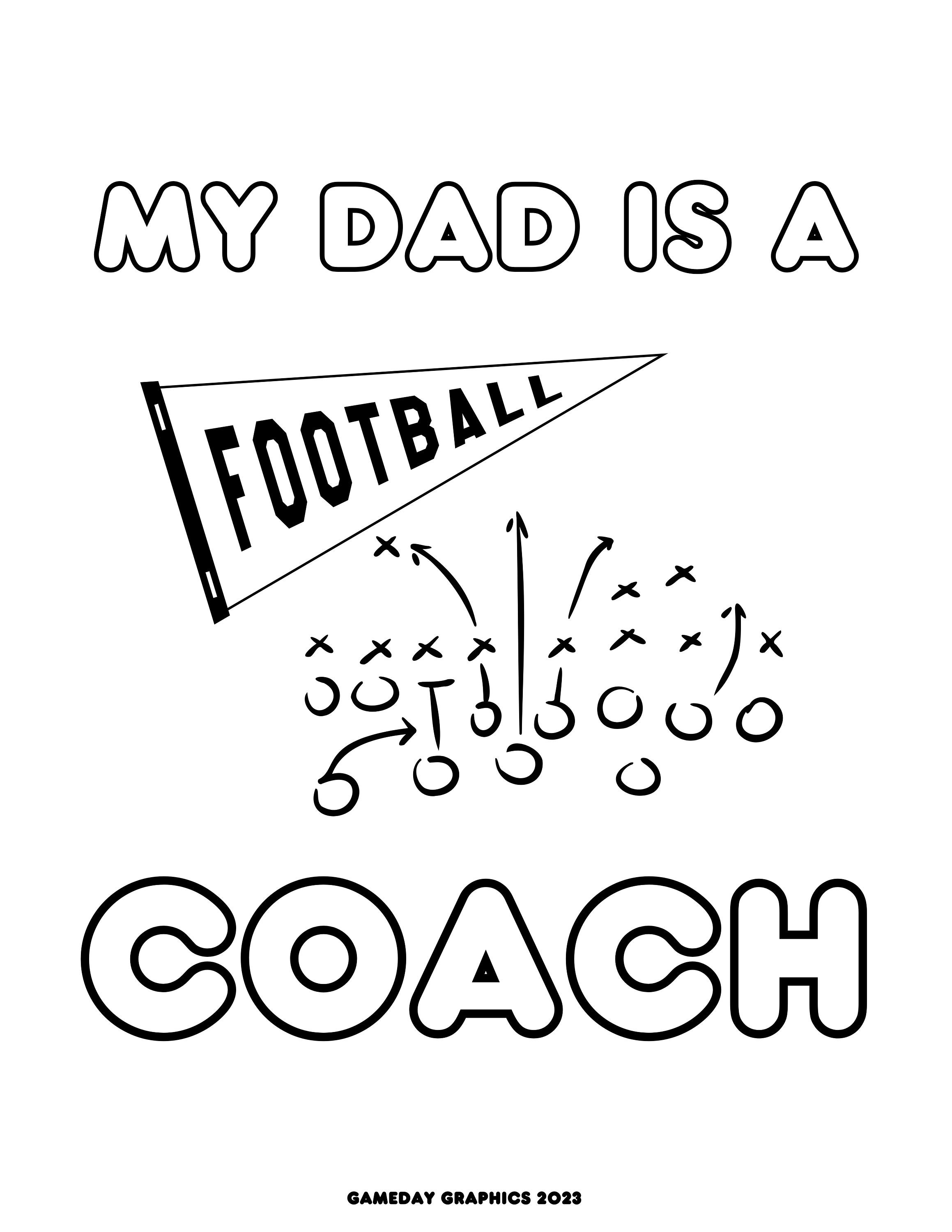 My Dad is a Football Coach Coloring Book - Etsy