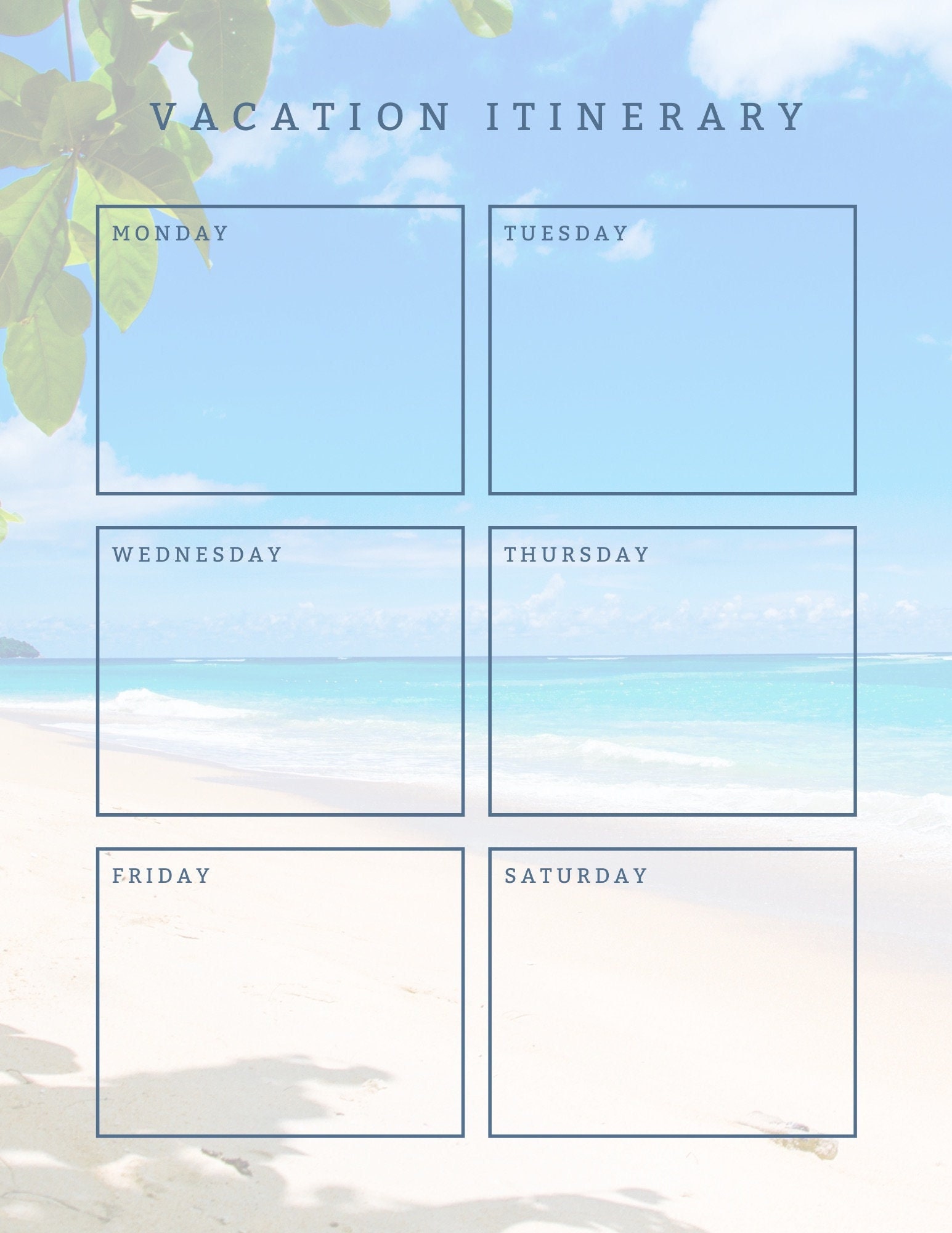 Printable Weekly Planner for Vacation - Etsy