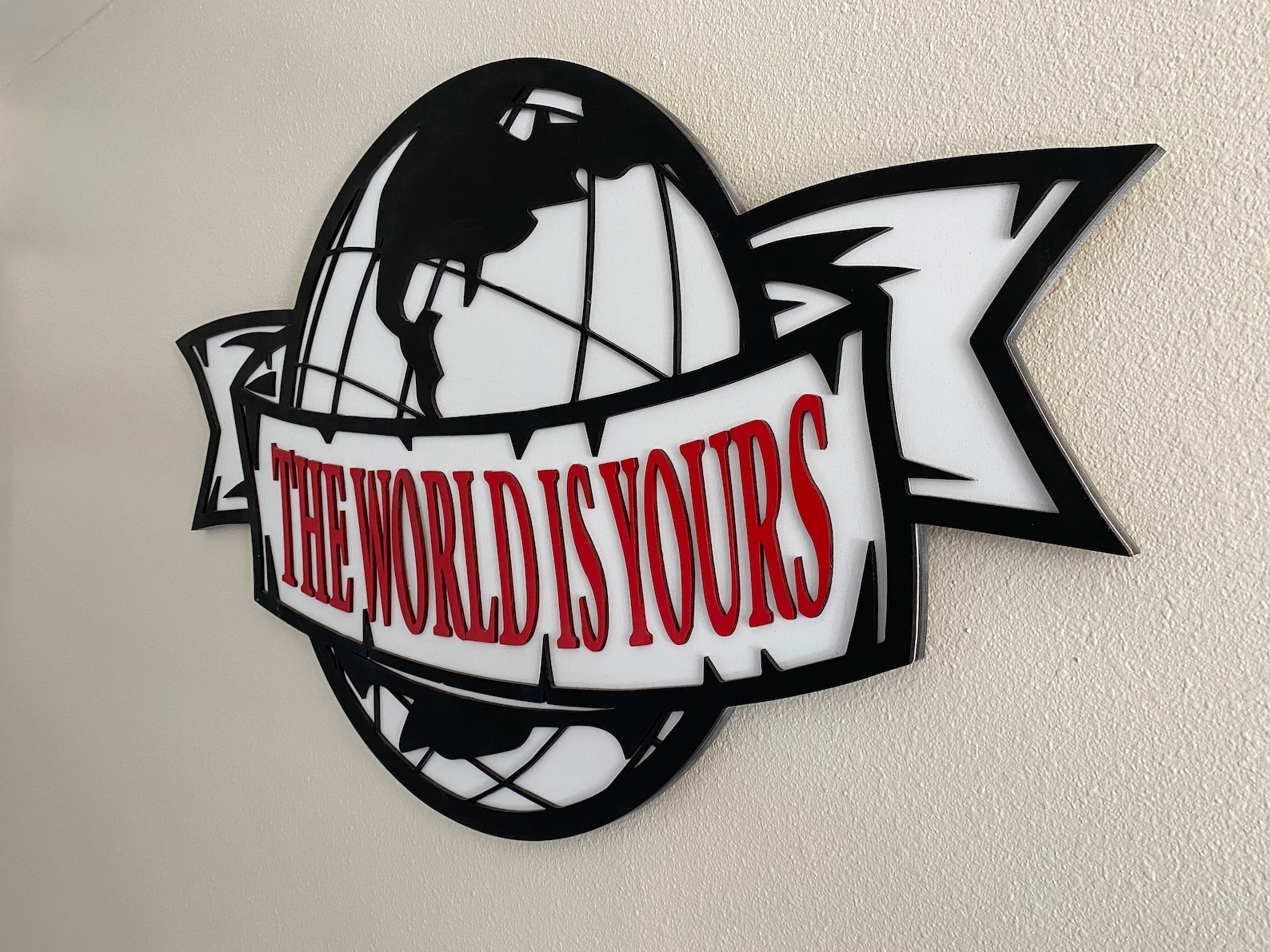 Globe Wall Art the World is Yours Wood Sign Scarface - Etsy