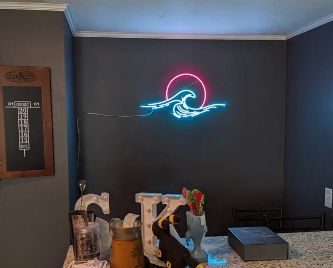 Wave Neon Sign Sunset Glow Neon Sign Dreamy Bedroom Neon - Etsy