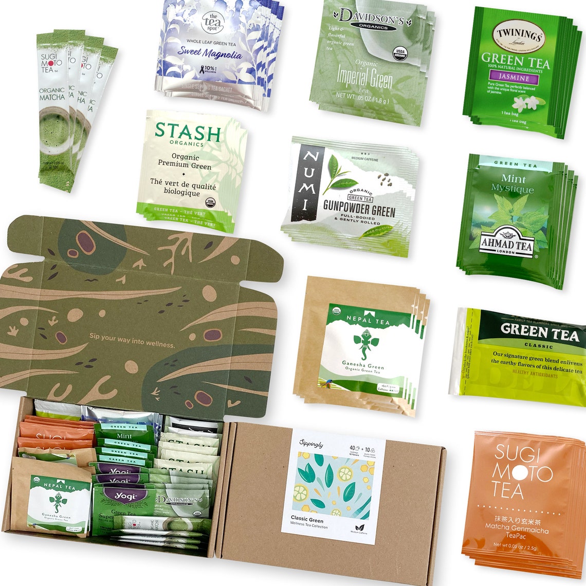 Classic Green Tea Sample Set. 10 Variety. 40 Green Tea Bags. Featured ...