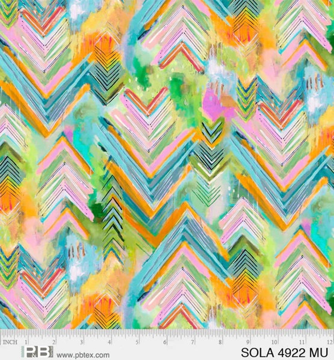 Solace Chevron, Multi by Flora Bowley, 04922-MU Sold by HALF YARD 100% ...