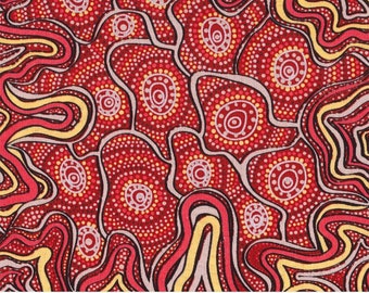Bush Camp, Red Sold by the HALF YARD Australian Aboriginal Quilting ...