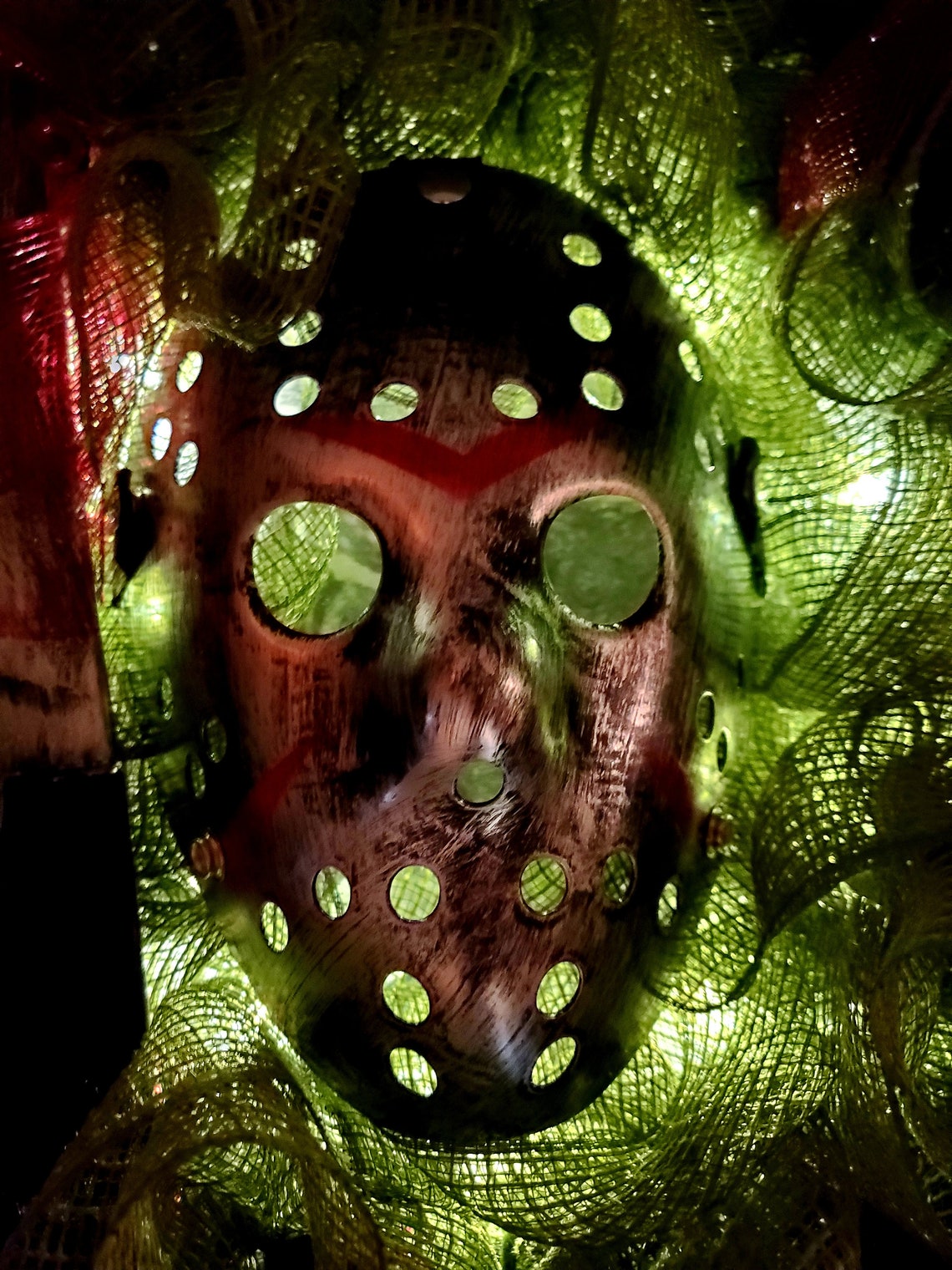 The Jason Light up Wreath Friday the 13th Halloween Wreath - Etsy