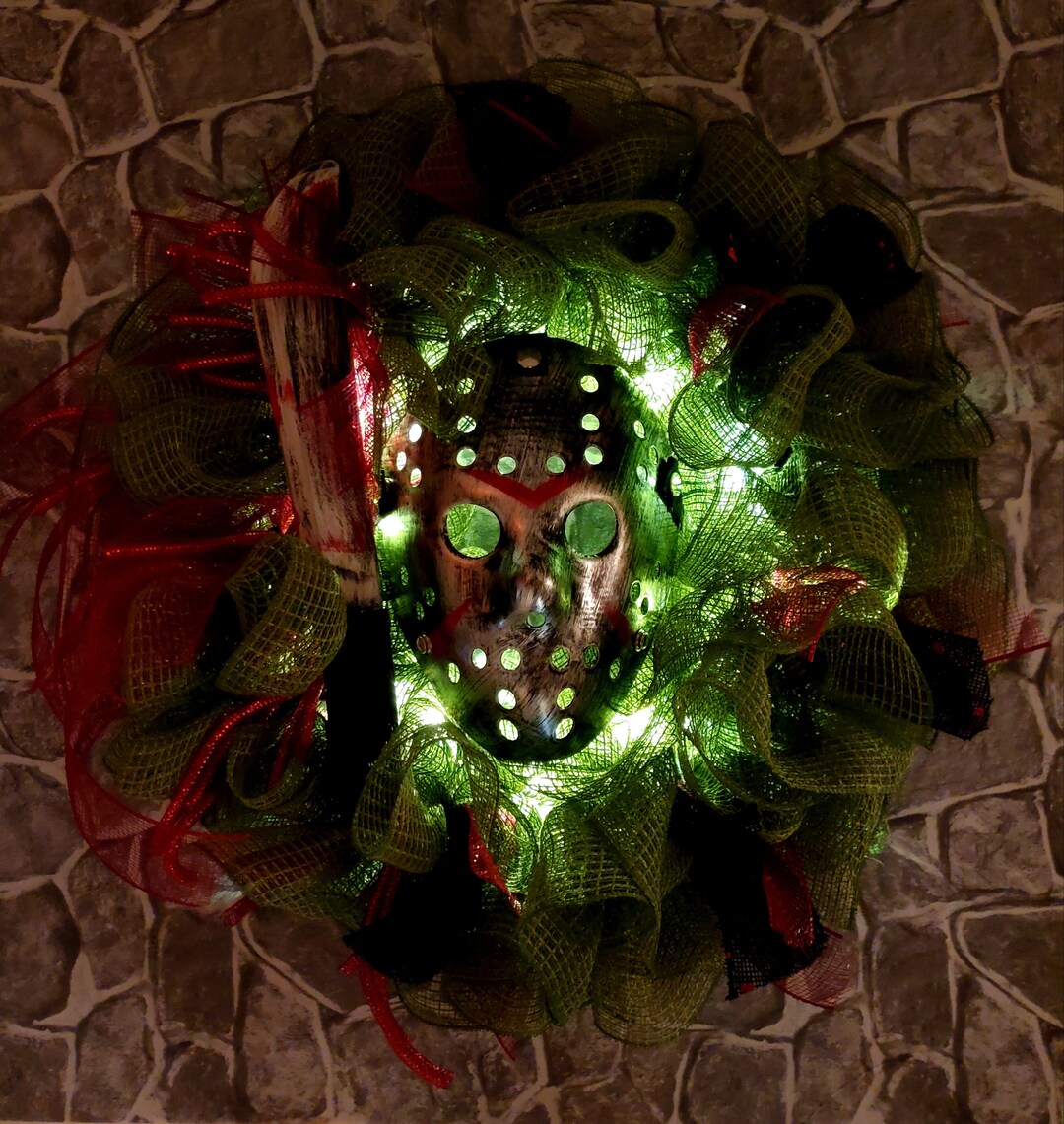 The Jason Light up Wreath, Friday the 13th, Halloween Wreath, Horror ...