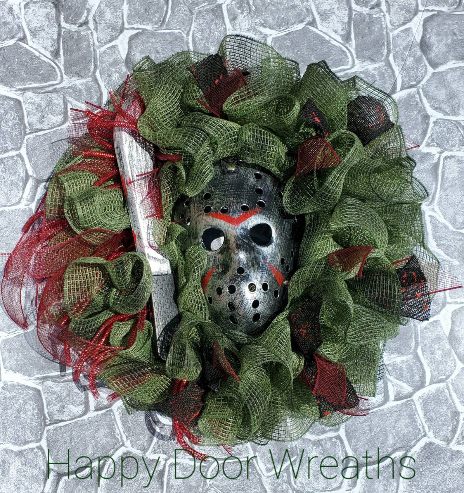 The Jason Light up Wreath Friday the 13th Halloween Wreath - Etsy
