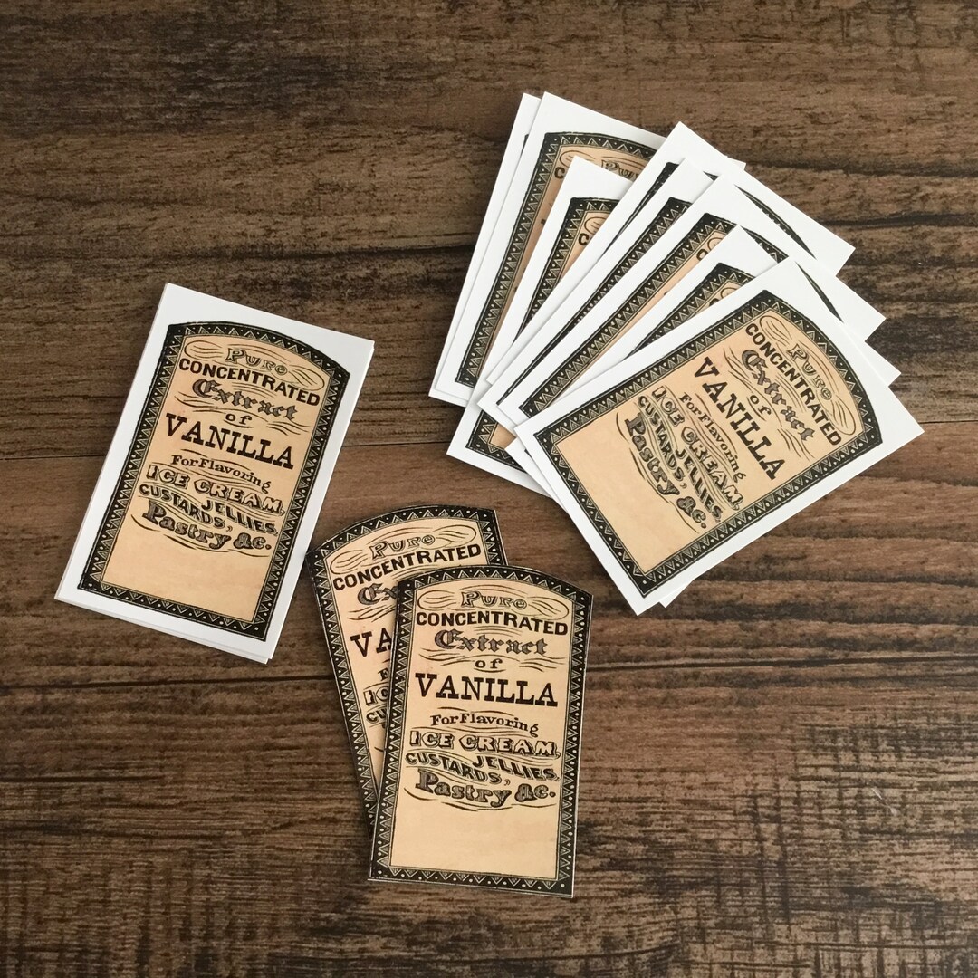 Set/12 Antique Vanilla Extract Label Stickers 2x3" Wipeable Removable ...
