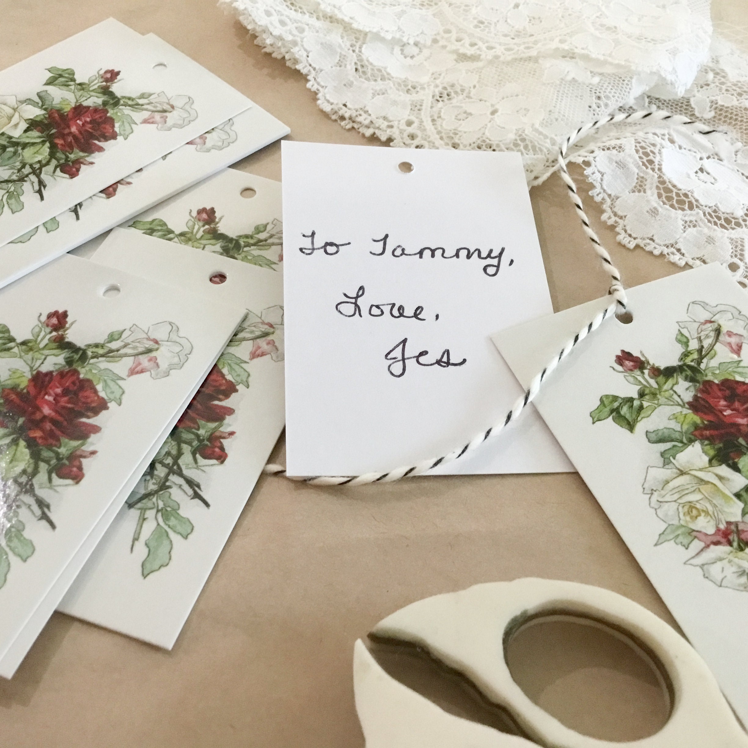 Set/20 Blank 2x3"-inch GIFT TAGS Shabby Chic Vintage Cottagecore French ...
