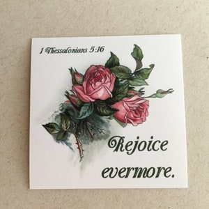 Set/25 REJOICE 2x2"inch Square Shabby Chic Vintage Rose Scripture ...