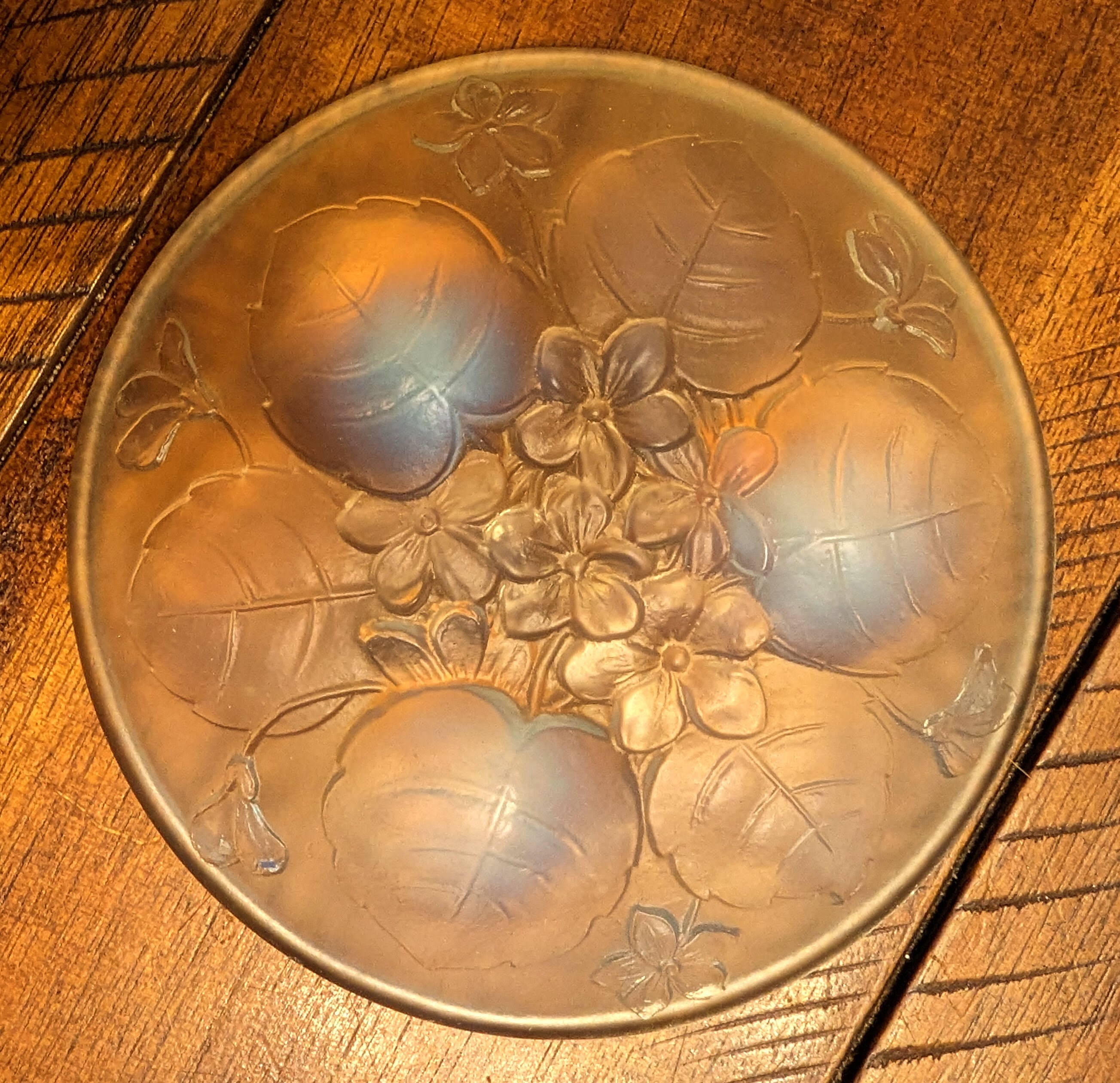 Antique Sabino Opalescent Glass Flower & Leaf Shallow Dish – Signed ...