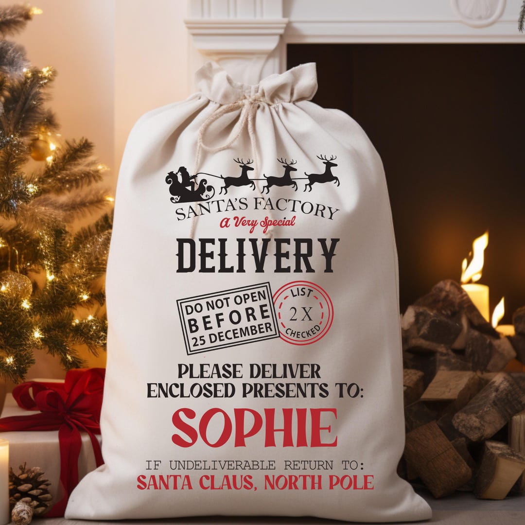 Personalised Chirstmas Santa Sack, Large Christmas Gift Bag, Glitter ...