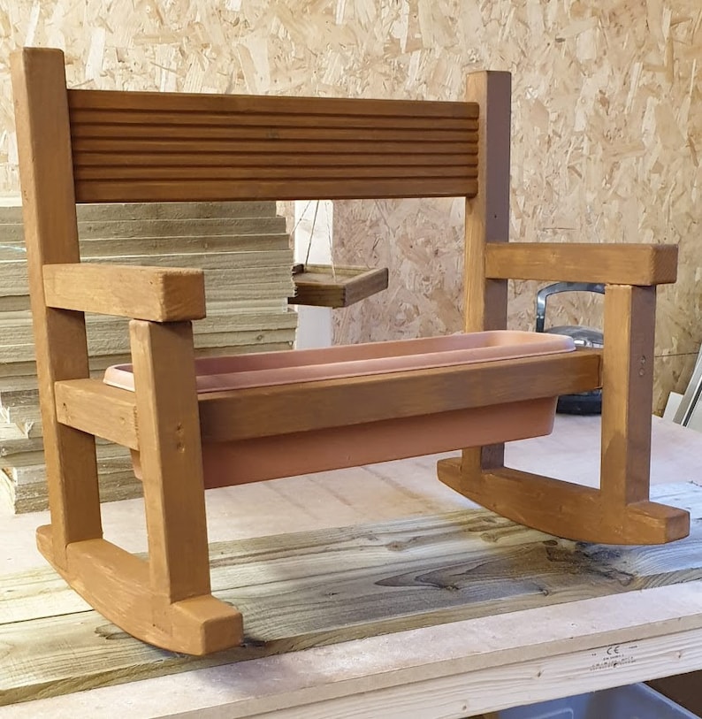 Handmade Wooden Rocking Bench Planter - Etsy