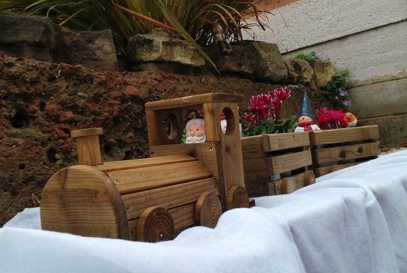 Outdoor Wooden Train Planter With 2 X Carriages Perfect | Etsy