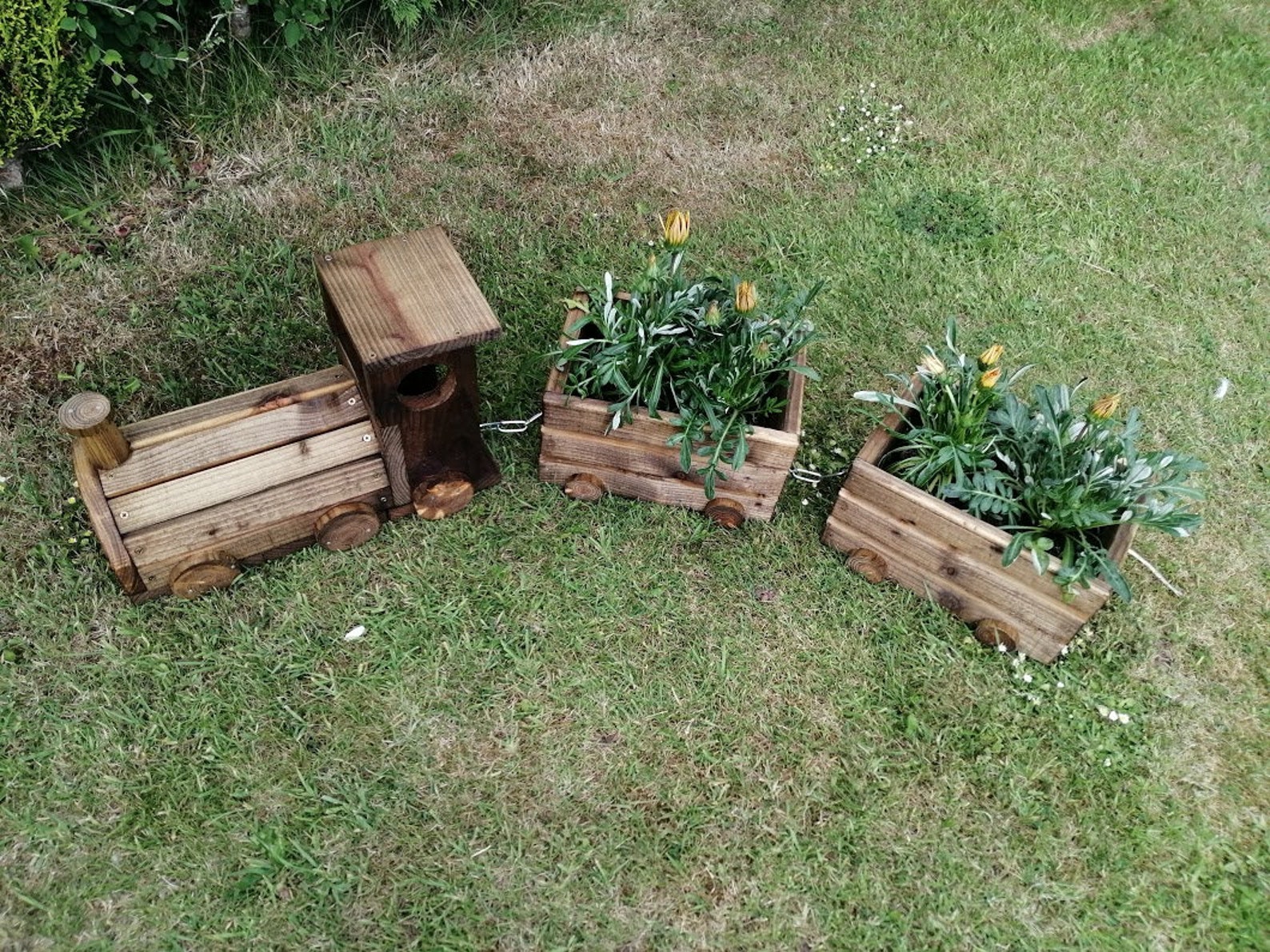 Outdoor Wooden Train Planter With 2 X Carriages Perfect | Etsy