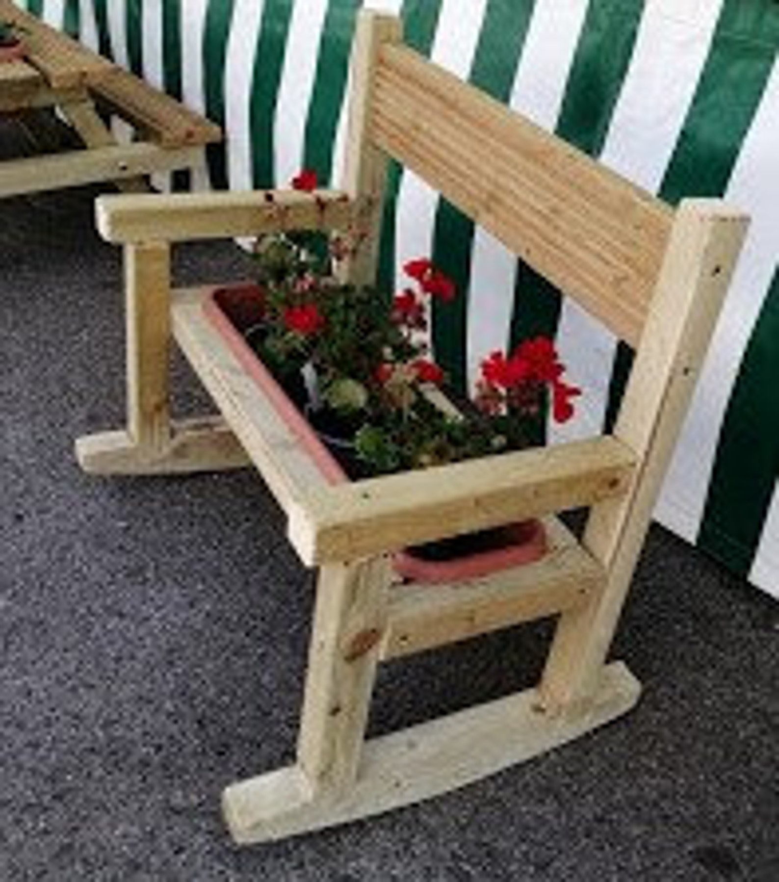 Handmade Wooden Rocking Bench Planter - Etsy