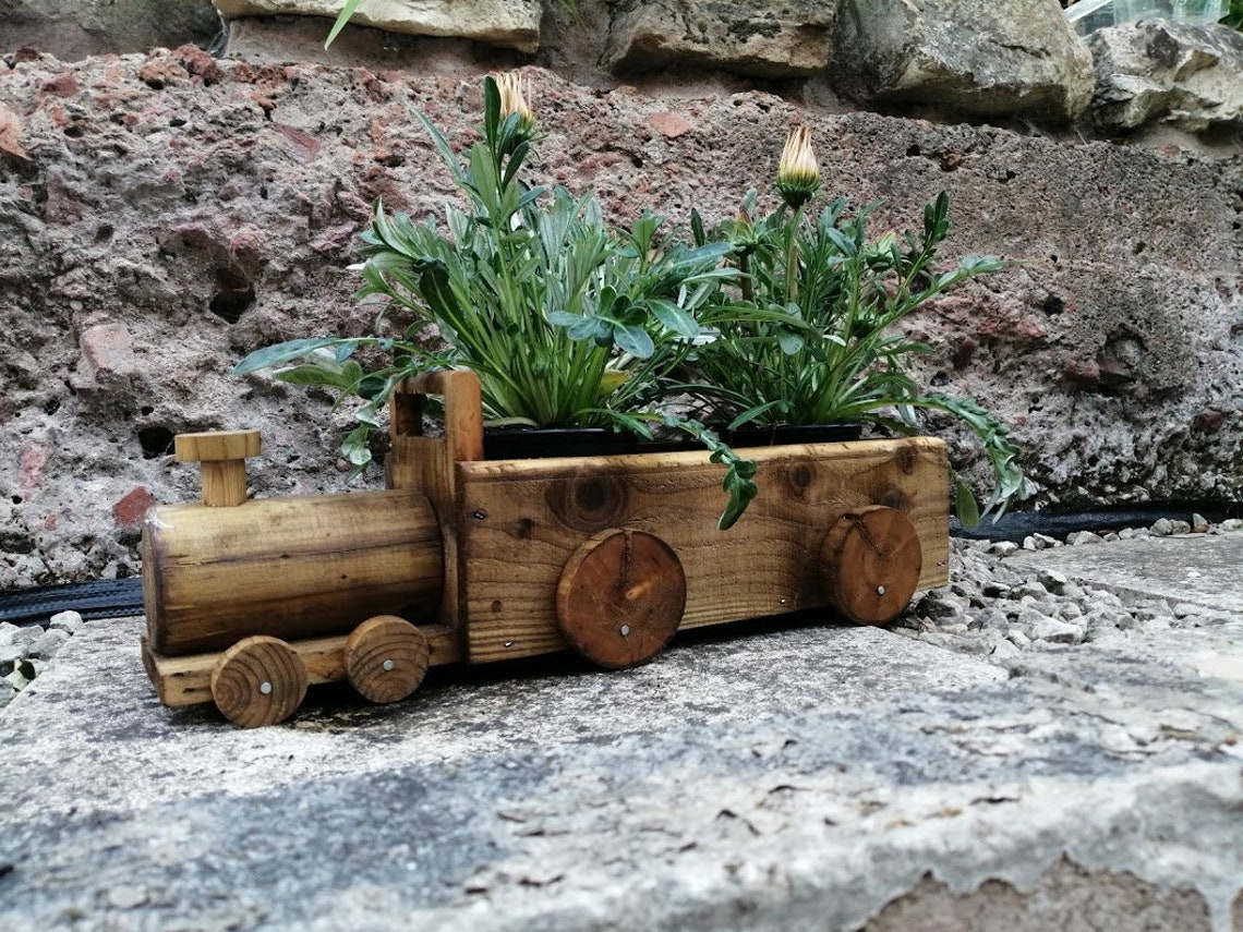 Beautiful Outdoor Wooden Train Planter perfect Christmas | Etsy
