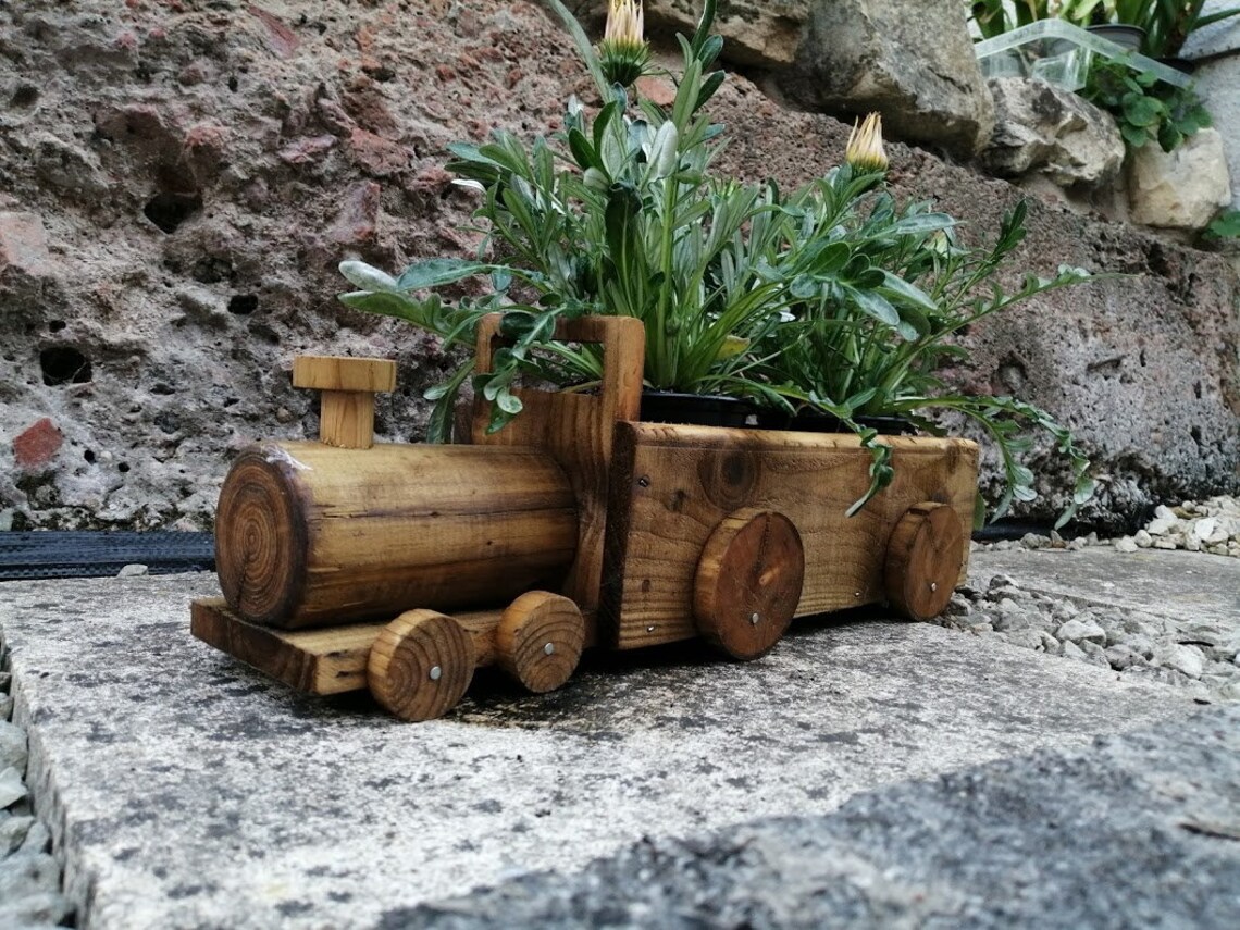 Beautiful Outdoor Wooden Train Planter Perfect Gift for the - Etsy