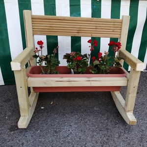Handmade Wooden Rocking Bench Planter - Etsy