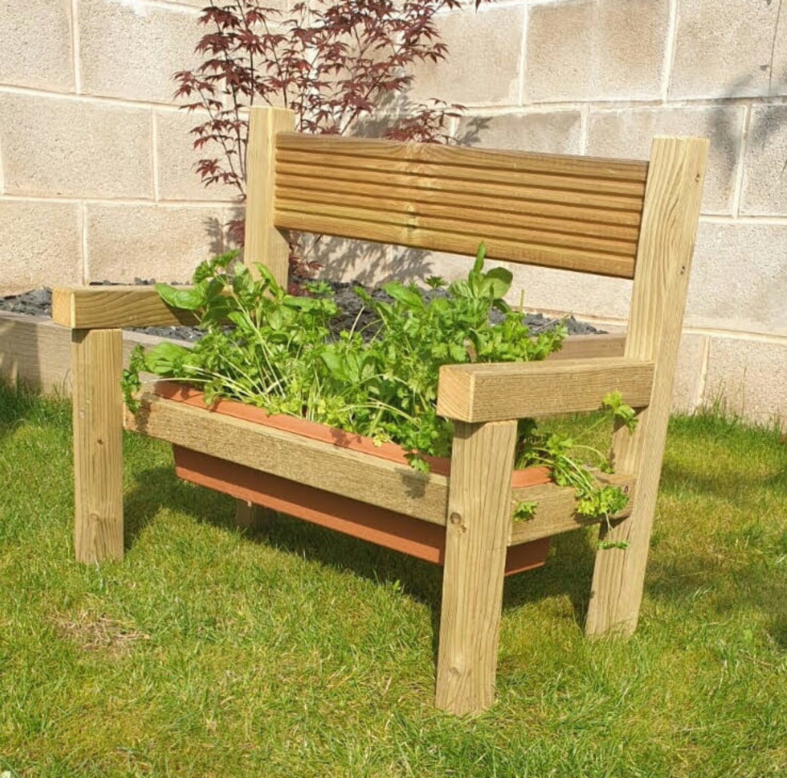 Handmade Wooden Bench Planter - Etsy UK