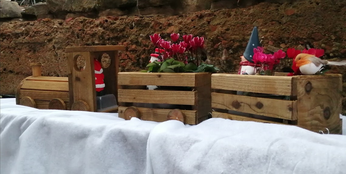 Outdoor Wooden Train Planter With 2 X Carriages Perfect Gift - Etsy