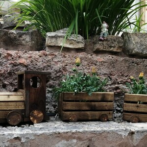Outdoor Wooden Train Planter With 2 X Carriages, Perfect Gift for ...
