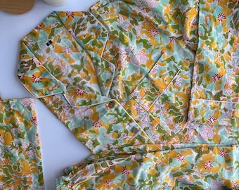 Womens Pure Cotton Block Print Pyjamas Green Floral Pyjama's Indian ...